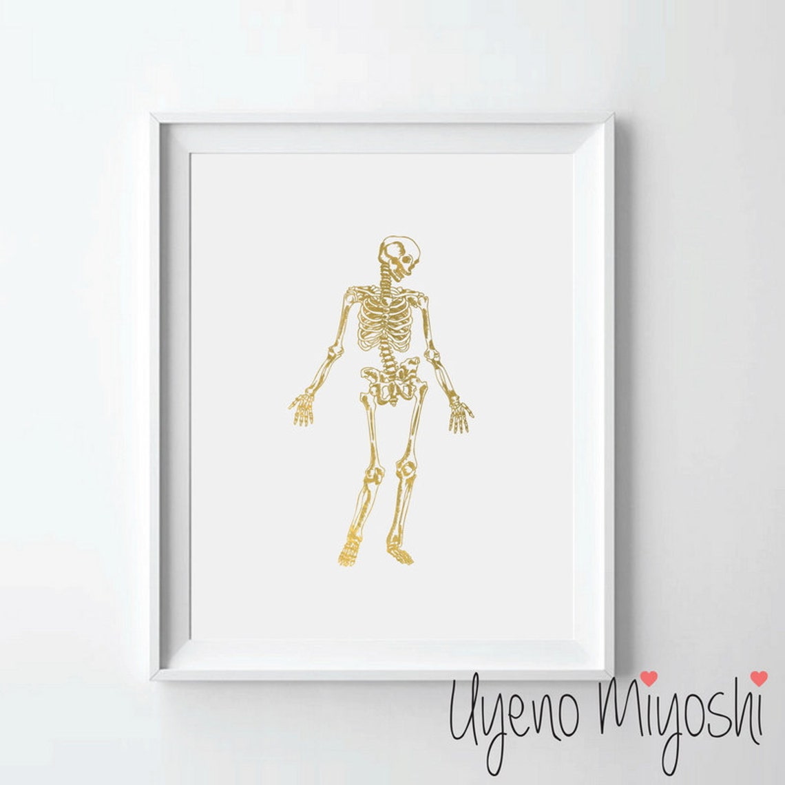 Human Skeleton Gold Foil Print, Gold Print, Custom Print in Gold ...
