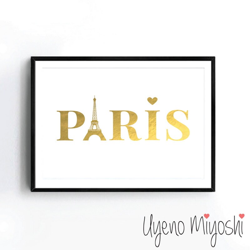 Paris Gold Foil Print, Gold Print, Map Custom Print in Gold ...