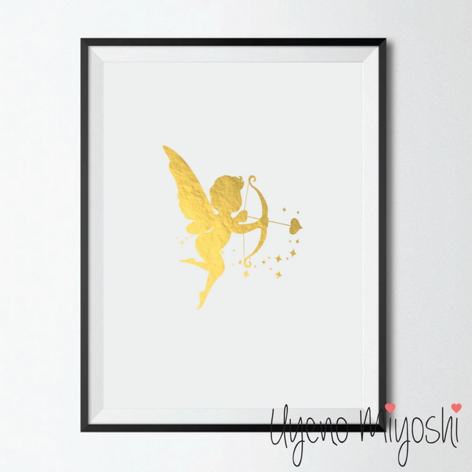Angel I Gold Foil Print, Gold Print, Angel Print in Gold, Love Angel ...