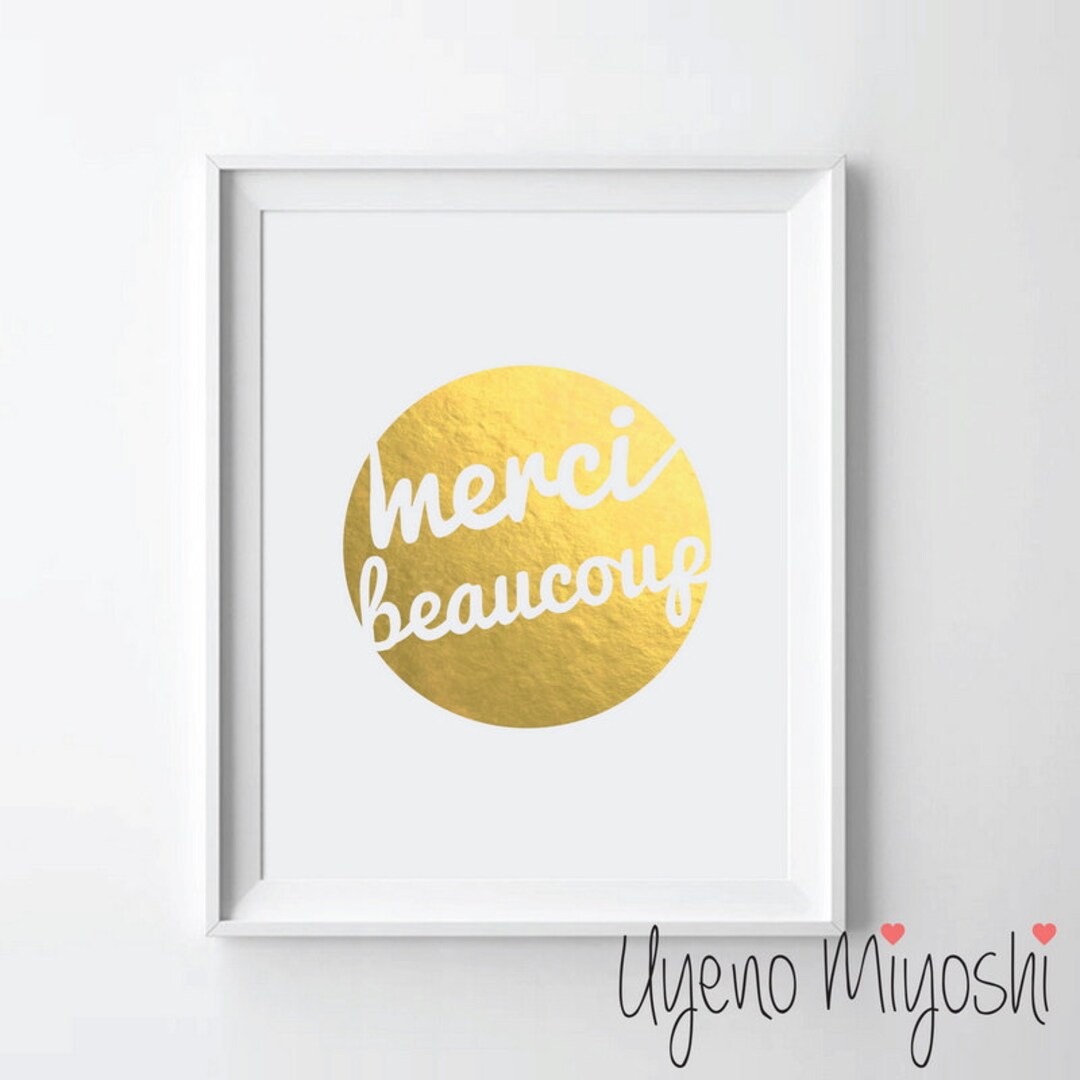Merci Beaucoup Quote Gold Foil Print, Gold Print, Custom Print in Gold ...