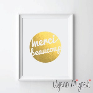 Merci Beaucoup Quote Gold Foil Print, Gold Print, Custom Print in Gold ...