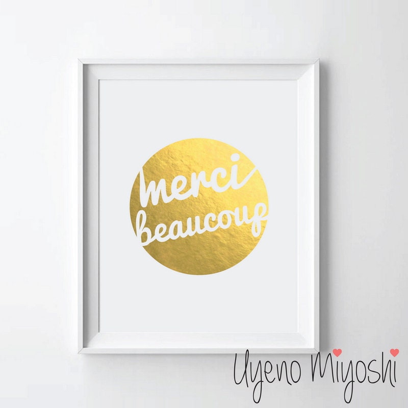 Merci Beaucoup Quote Gold Foil Print, Gold Print, Custom Print in Gold ...