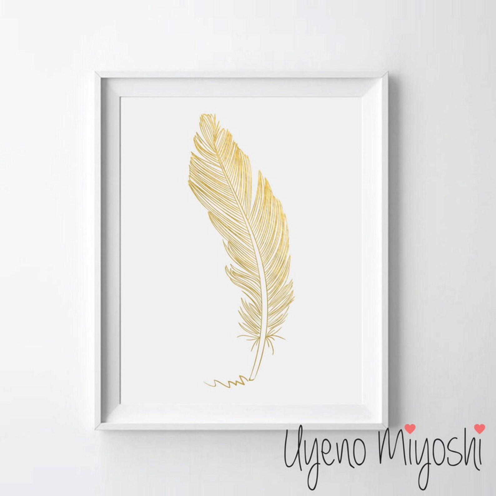 Feather VI Gold Foil Print, Gold Print, Custom Print in Gold ...