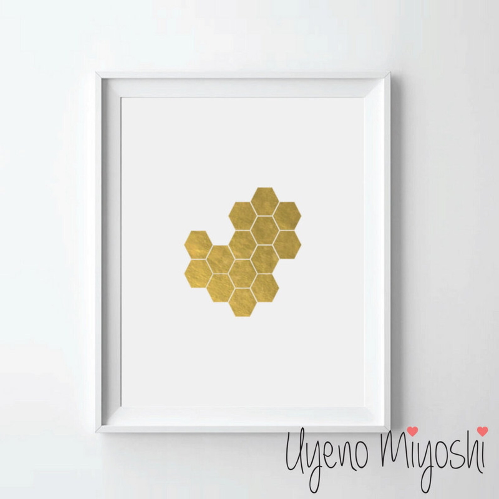Honeycomb I Gold Foil Print Gold Print Custom Print in Gold - Etsy