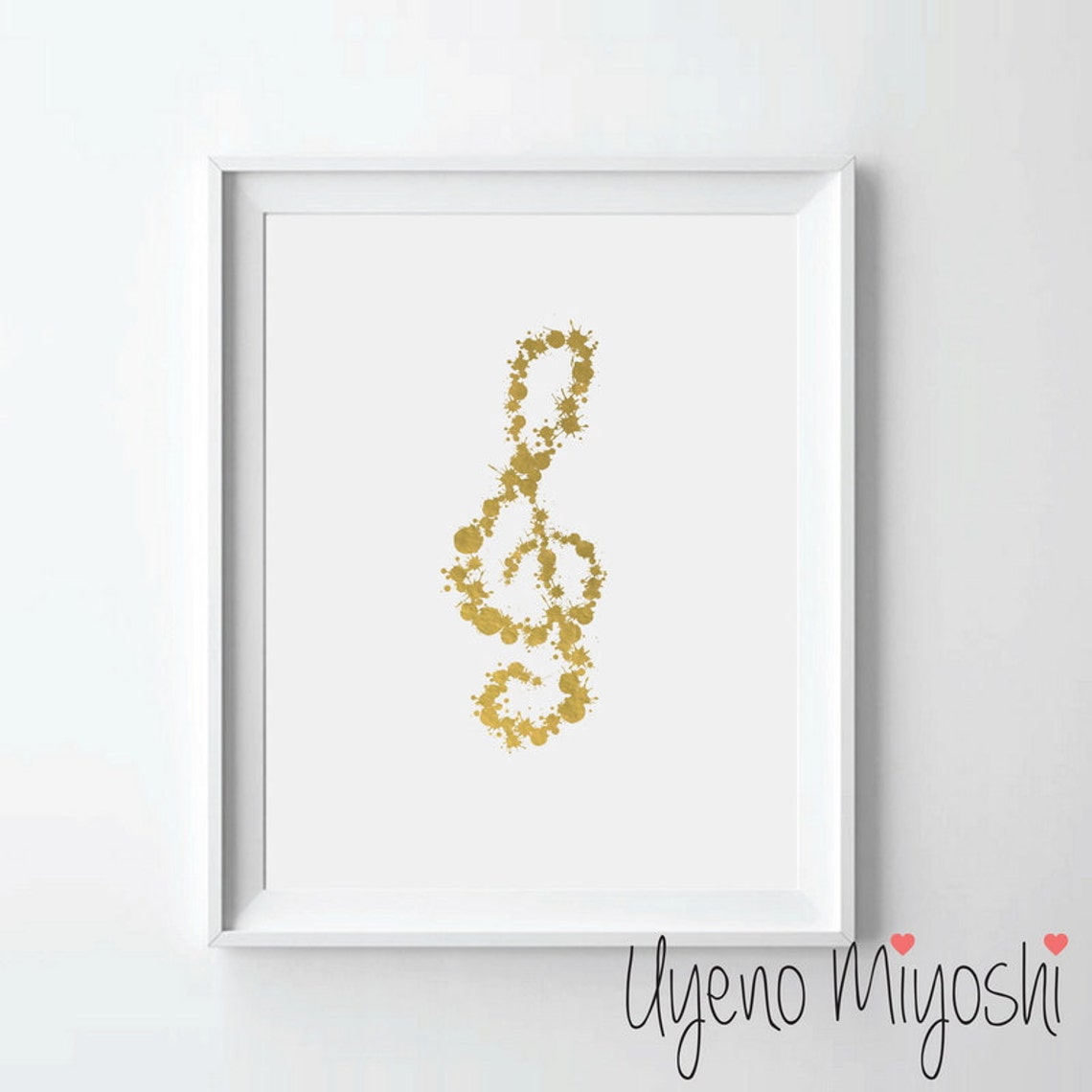 Music Note Ink Splash Gold Foil Print G Clef Gold Print - Etsy