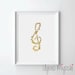 Music Note Ink Splash Gold Foil Print G Clef Gold Print - Etsy