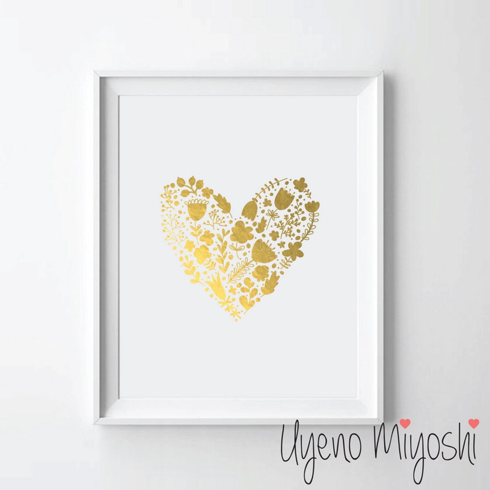Flower Heart IV Gold Foil Print, Gold Print, Custom Print in Gold ...
