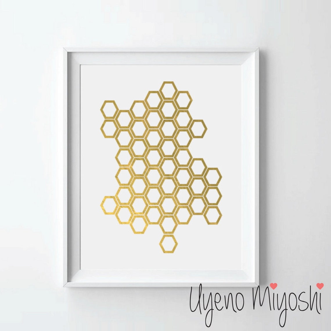 Honeycomb II Gold Foil Print, Gold Print, Custom Print in Gold ...