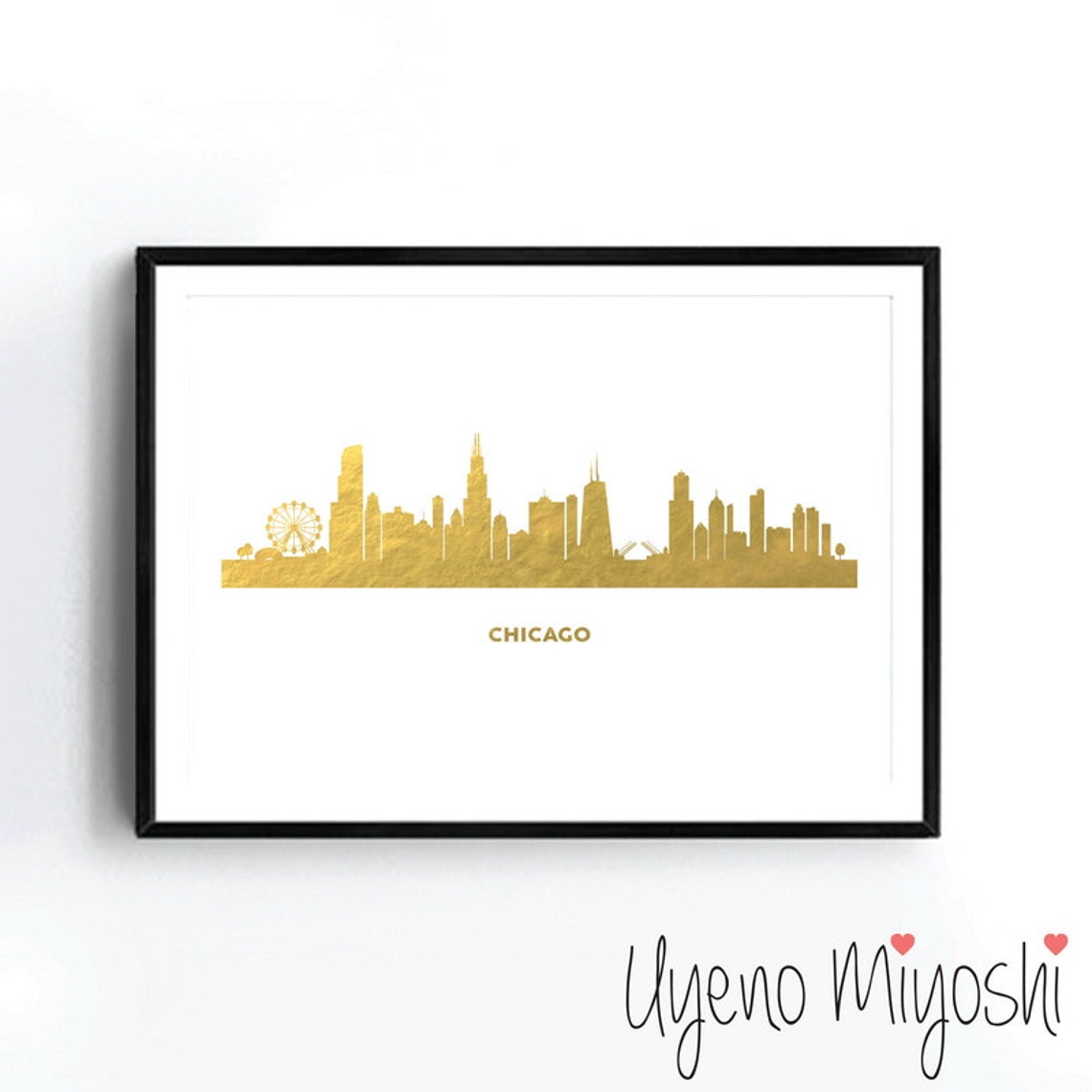 Chicago Skyline III Gold Foil Print Gold Print City Skyline - Etsy