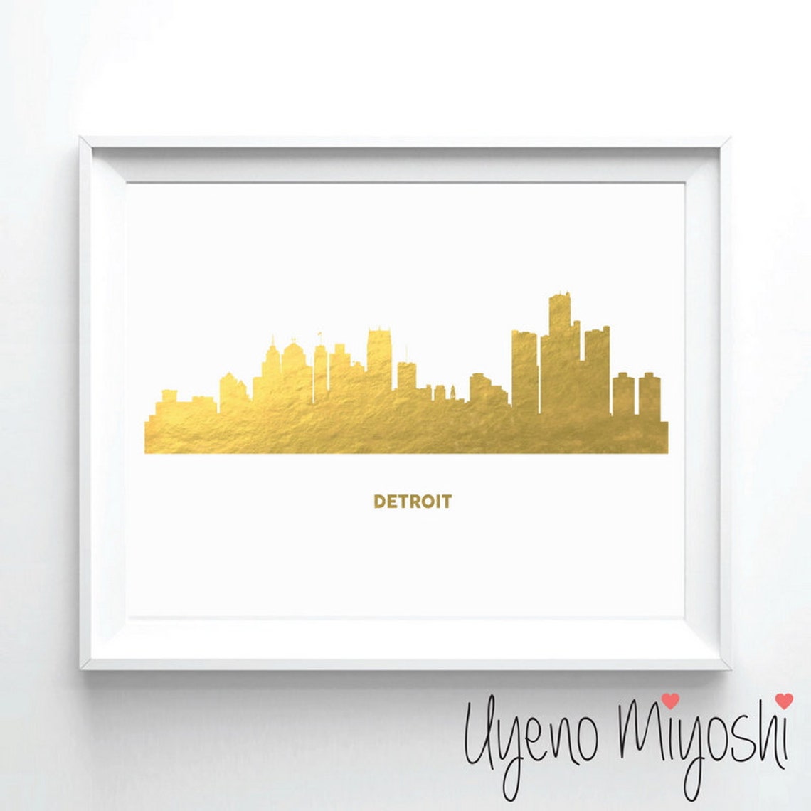 Detroit Skyline Gold Foil Print, Gold Print, Custom Print in Gold ...