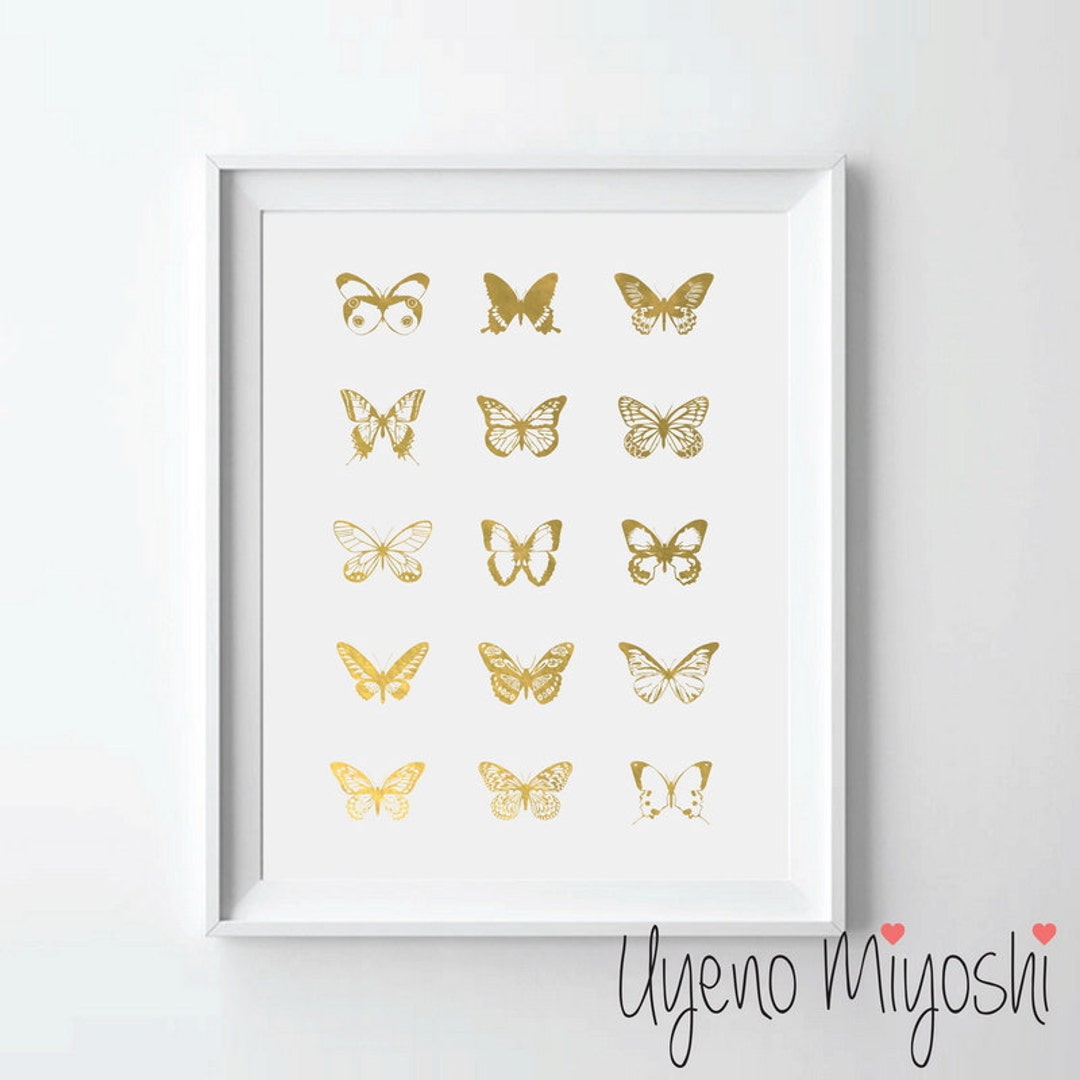 Butterfly Species III Gold Foil Print, Gold Print, Custom Print in Gold ...
