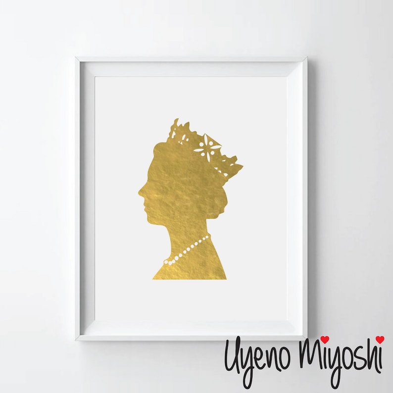 Queen Silhouette Gold Foil Print, Gold Print, Custom Print in Gold ...