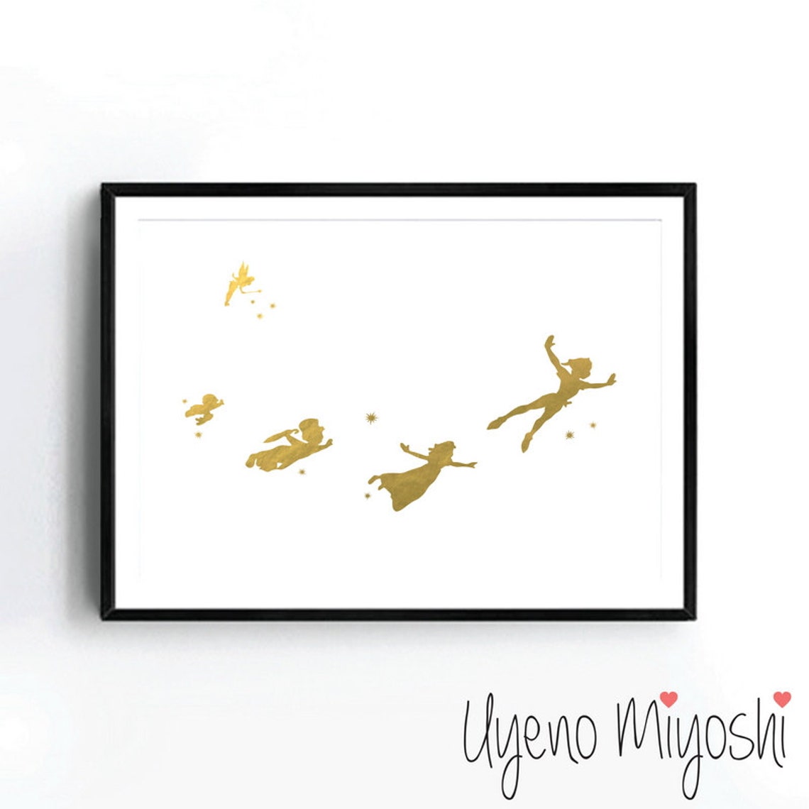 Peter Pan III Gold Foil Print, Gold Print, Cartoon Custom Print in Gold ...