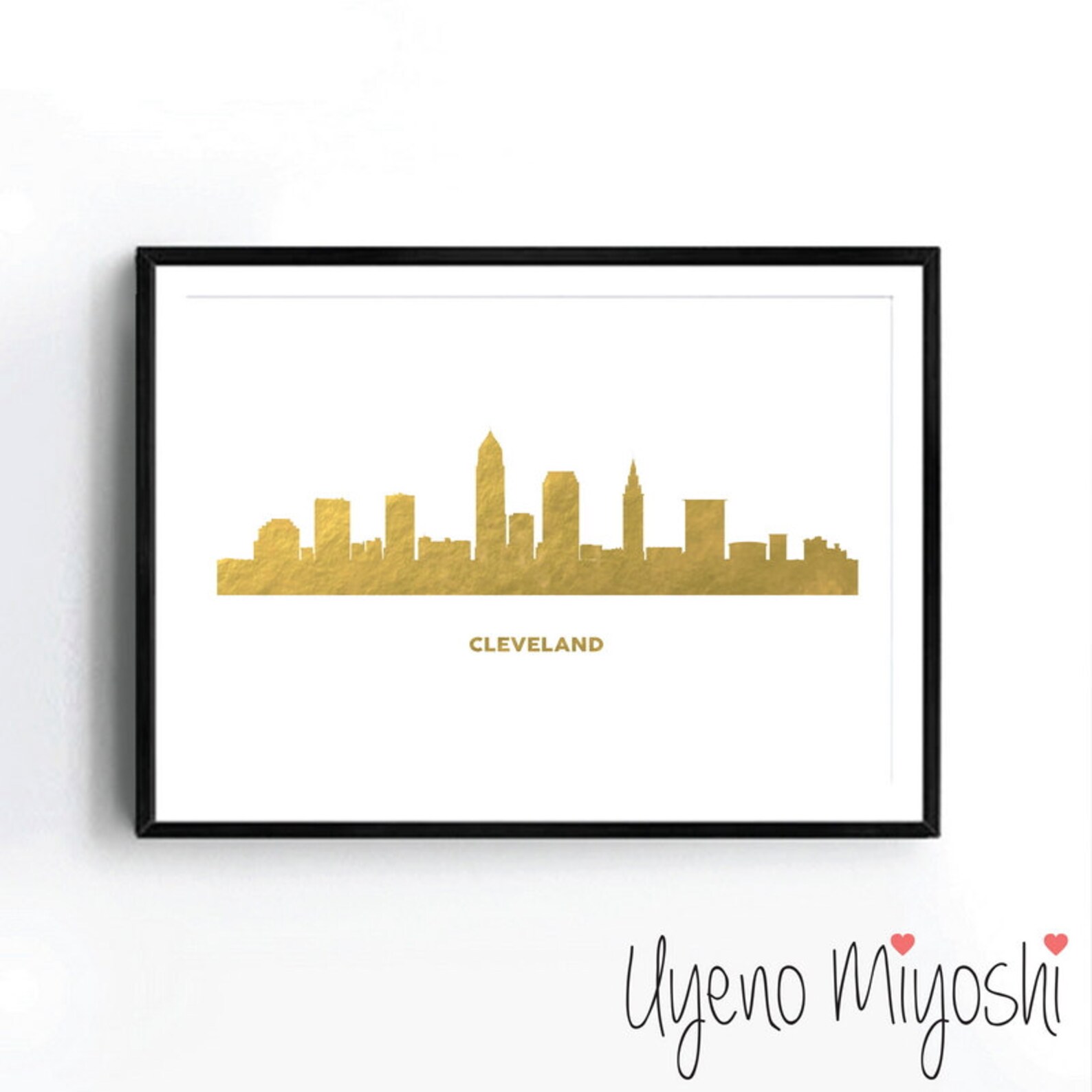 Cleveland Skyline Gold Foil Print, Gold Print, Custom Print in Gold ...