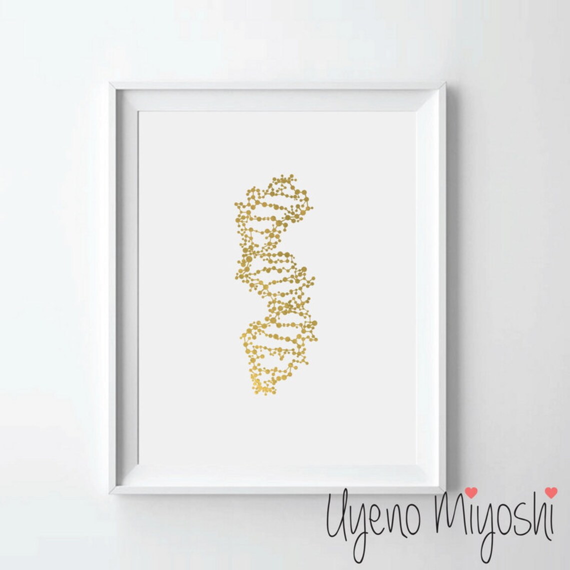DNA Strand Molecule Gold Foil Print, Gold Print, Custom Print in Gold ...