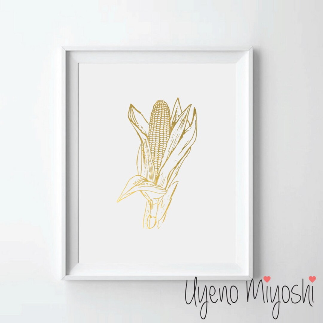 Corn Gold Foil Print, Gold Print, Custom Print in Gold, Illustration ...