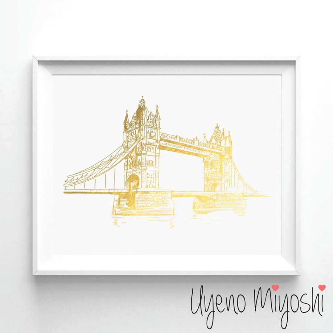 London Tower Bridge Gold Foil Print Gold Print Tower Bridge - Etsy