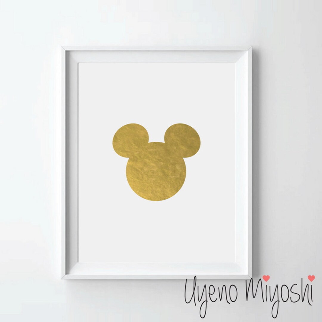 Mickey Mouse Head I Gold Foil Print, Gold Print, Disney Custom Print in ...