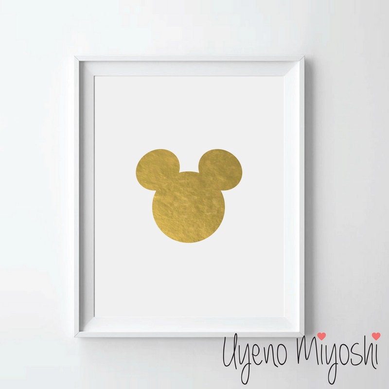 Mickey Mouse Head I Gold Foil Print, Gold Print, Disney Custom Print in ...