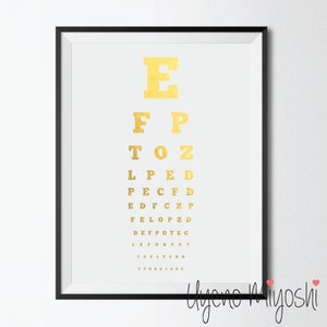 Snellen Eye Chart Gold Foil Print, Gold Print, Custom Print in Gold ...
