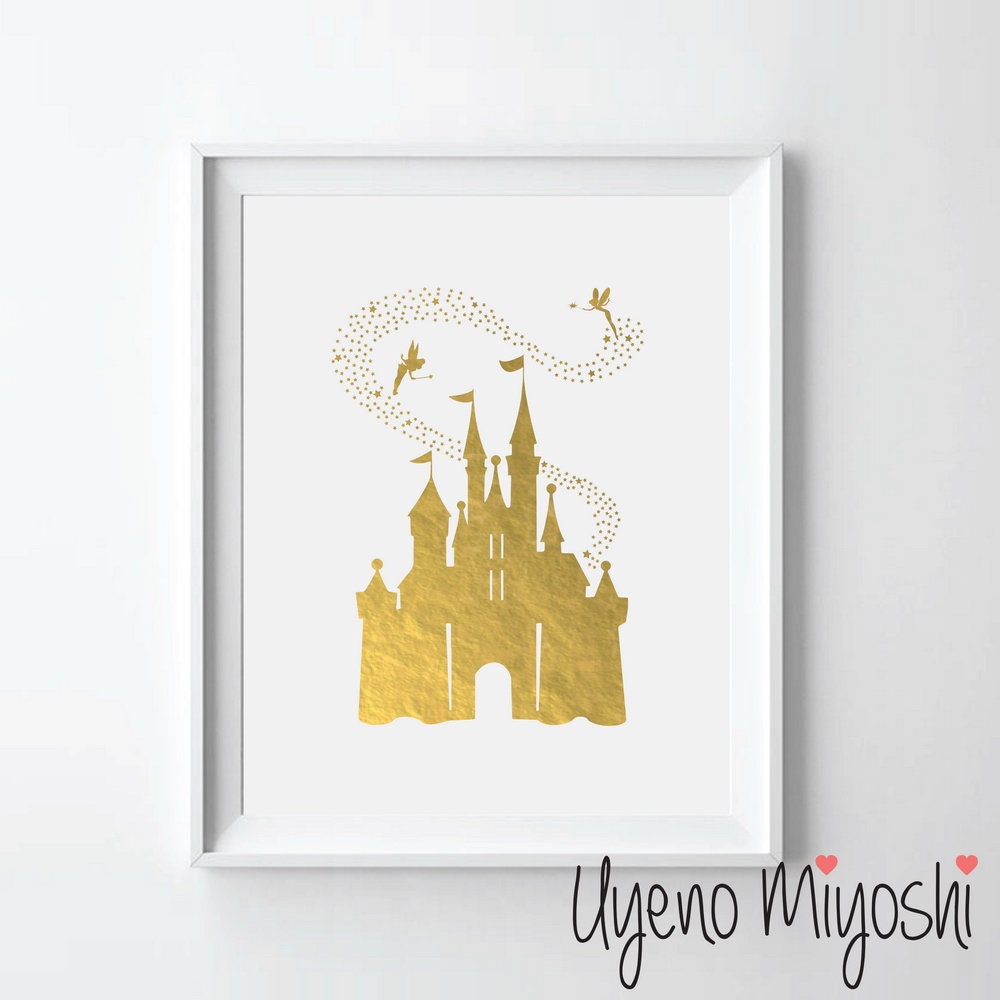 Disney Castle V Gold Foil Print Gold Print Disney Castle | Etsy