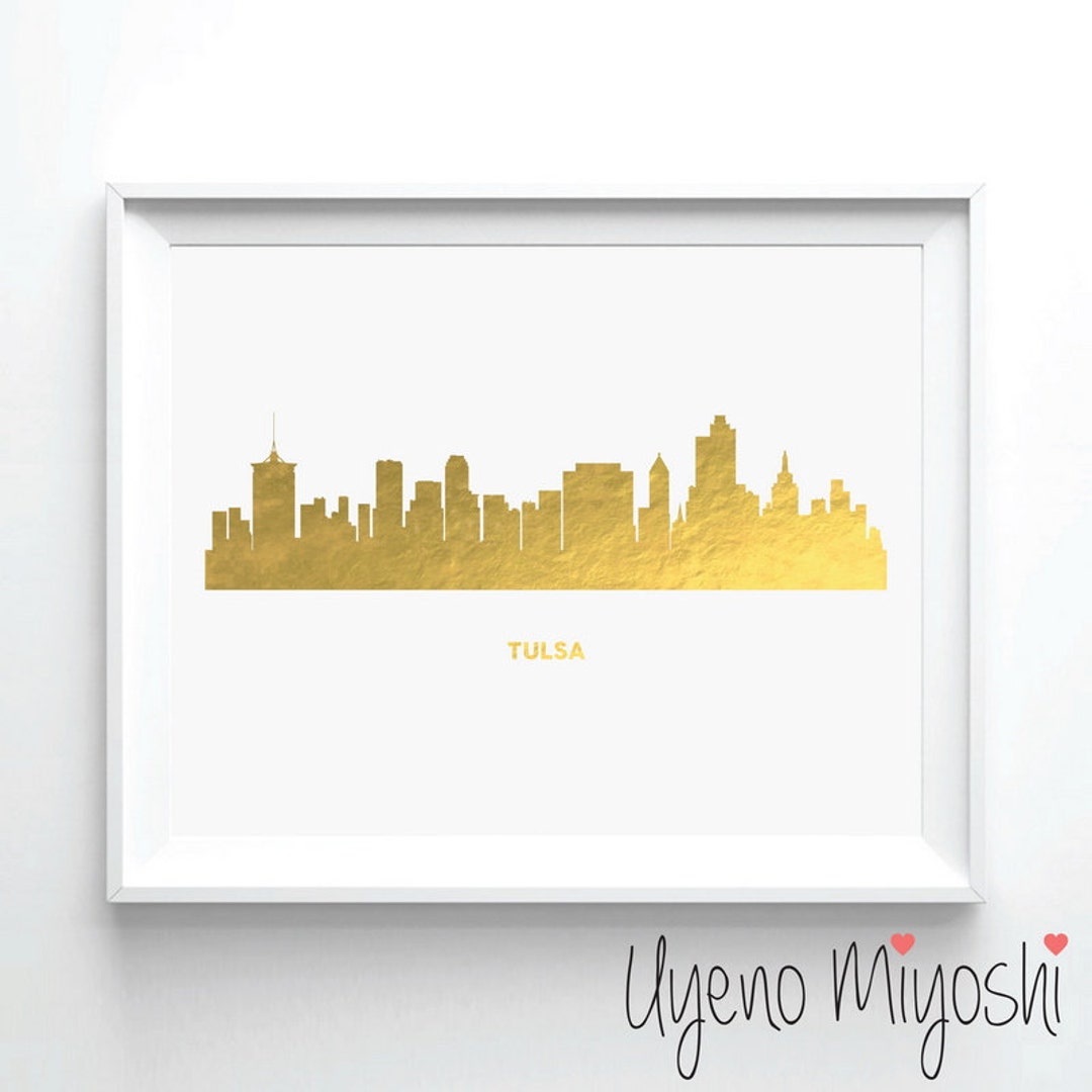 Tulsa Skyline Gold Foil Print, Gold Print, Map Custom Print in Gold ...