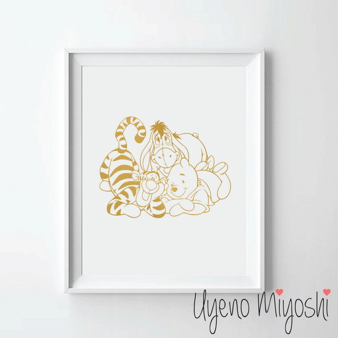Winnie the Pooh Tiger and Eeyore IV Gold Foil Print, Gold Print, Disney ...