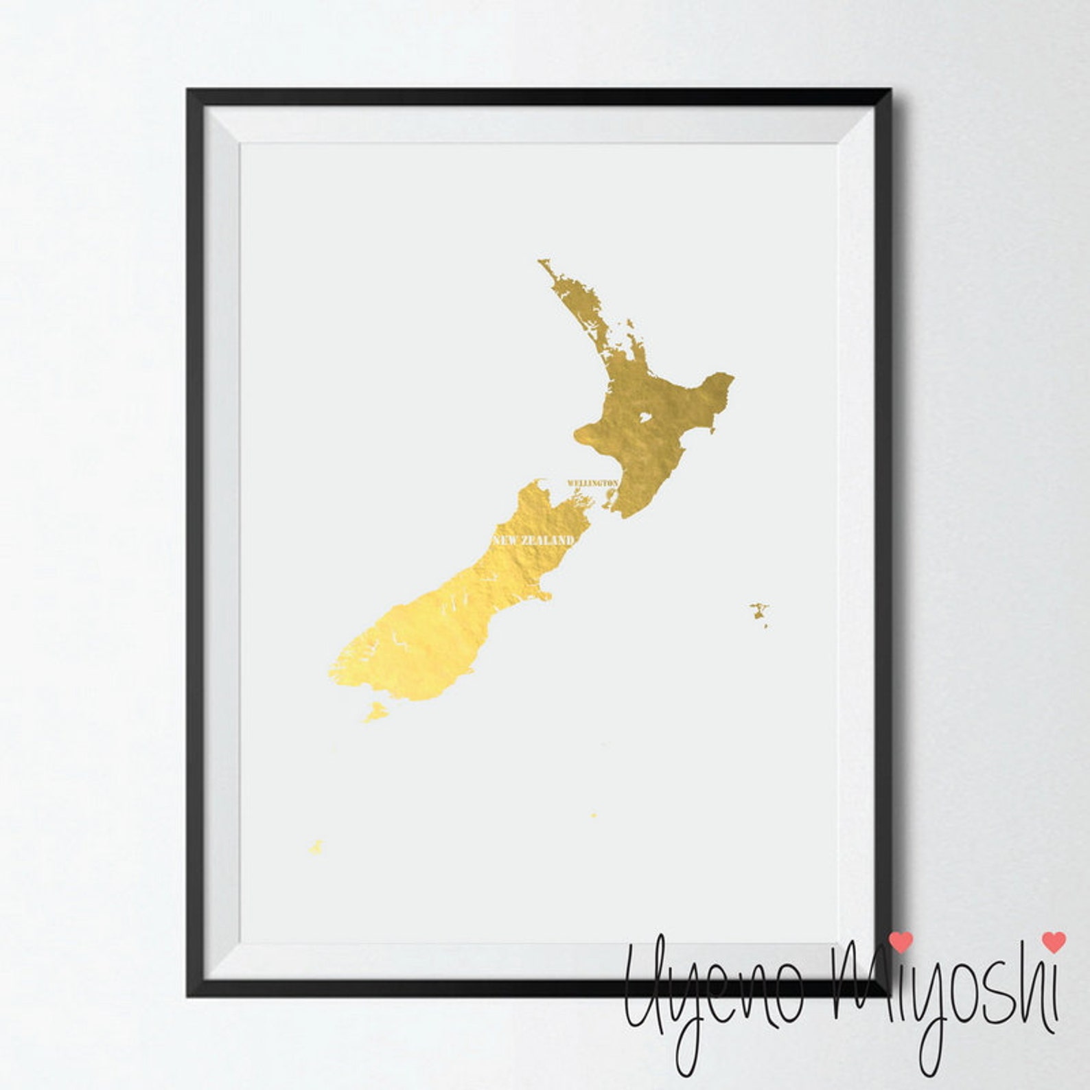New Zealand Map Gold Foil Print, Gold Print, Country Map Gold Print ...
