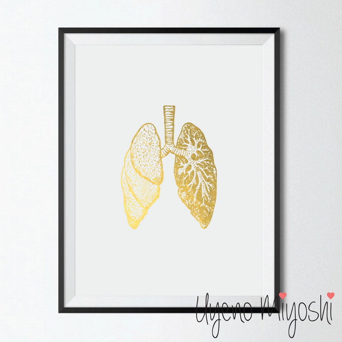 Human Lungs I Anatomy Gold Foil Print, Gold Print, Custom Print in Gold ...