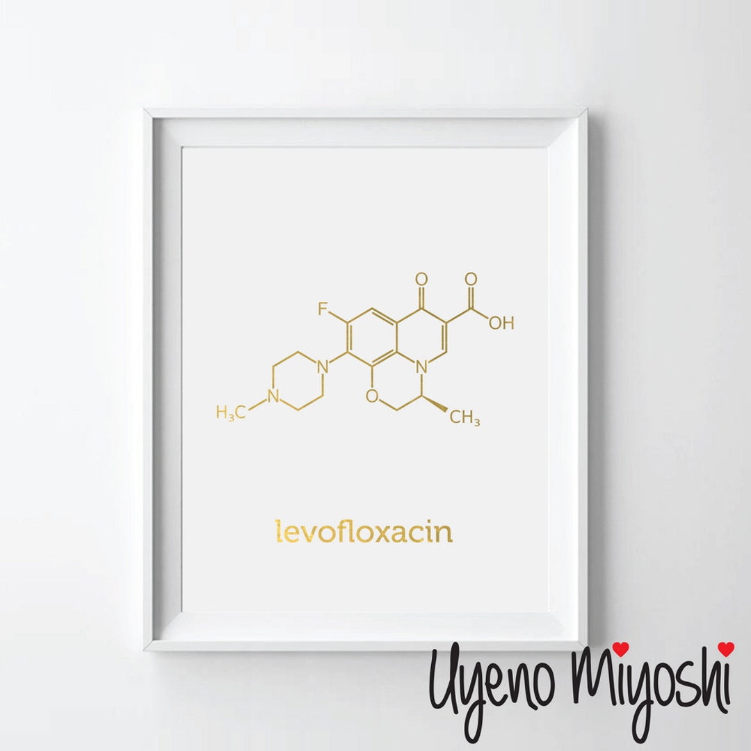 Levofloxacin Molecule Gold Foil Print, Gold Print, Levaquin Molecule ...
