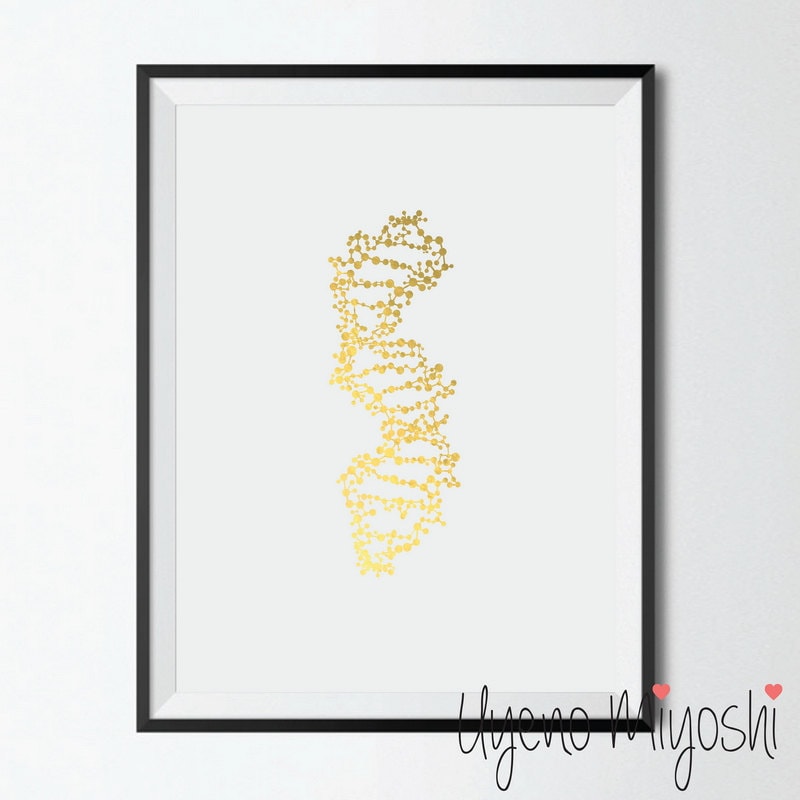 DNA Strand Molecule Gold Foil Print, Gold Print, Custom Print in Gold ...