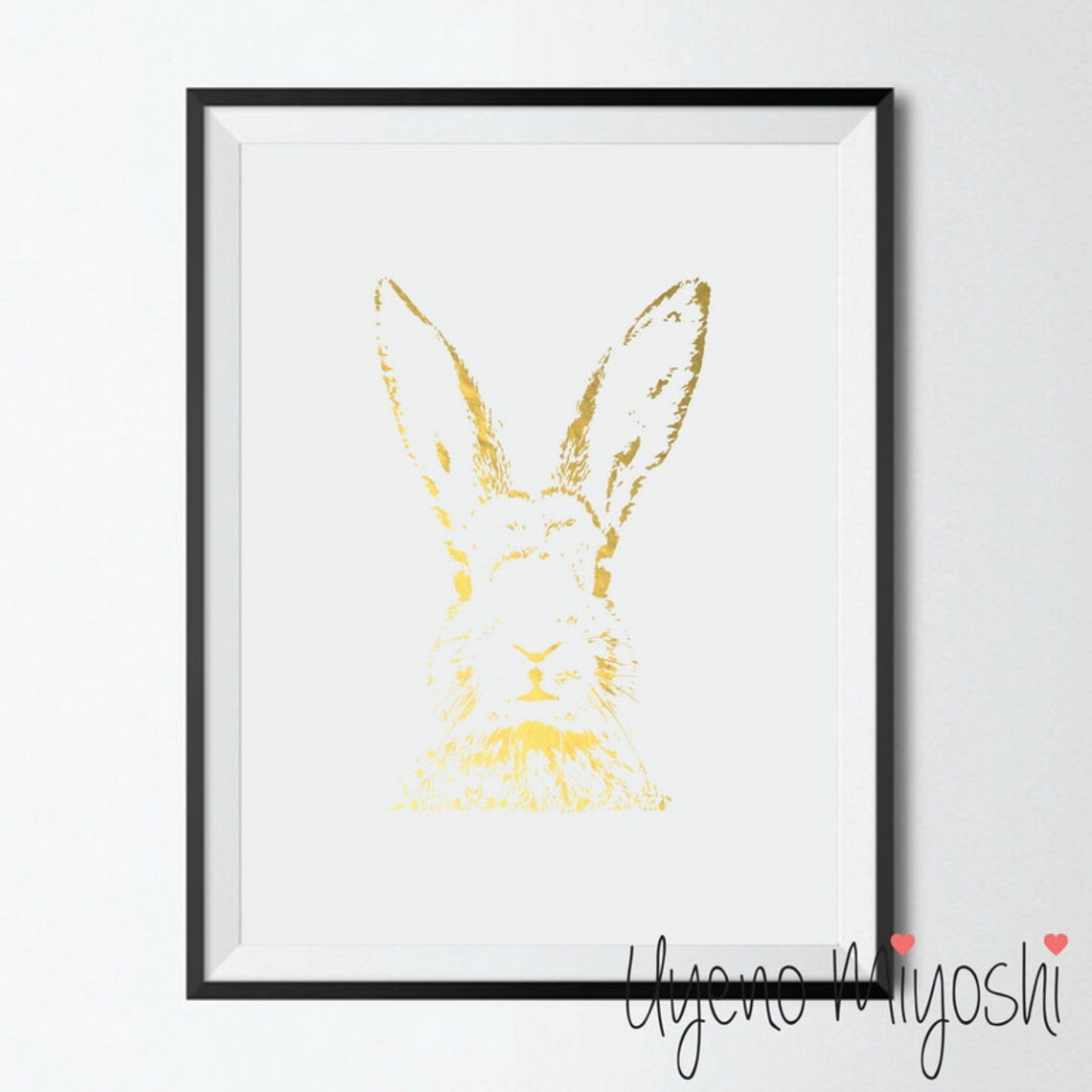 Rabbit Hand Sketch VI Gold Foil Print Gold Print Rabbit Gold - Etsy