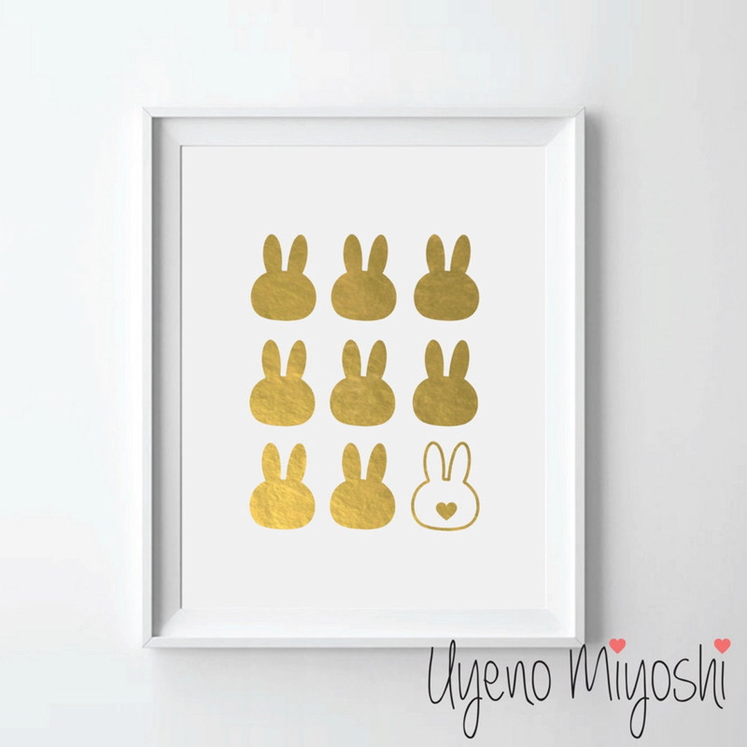 Rabbit Gold Foil Print, Gold Print, Custom Print in Gold, Illustration ...