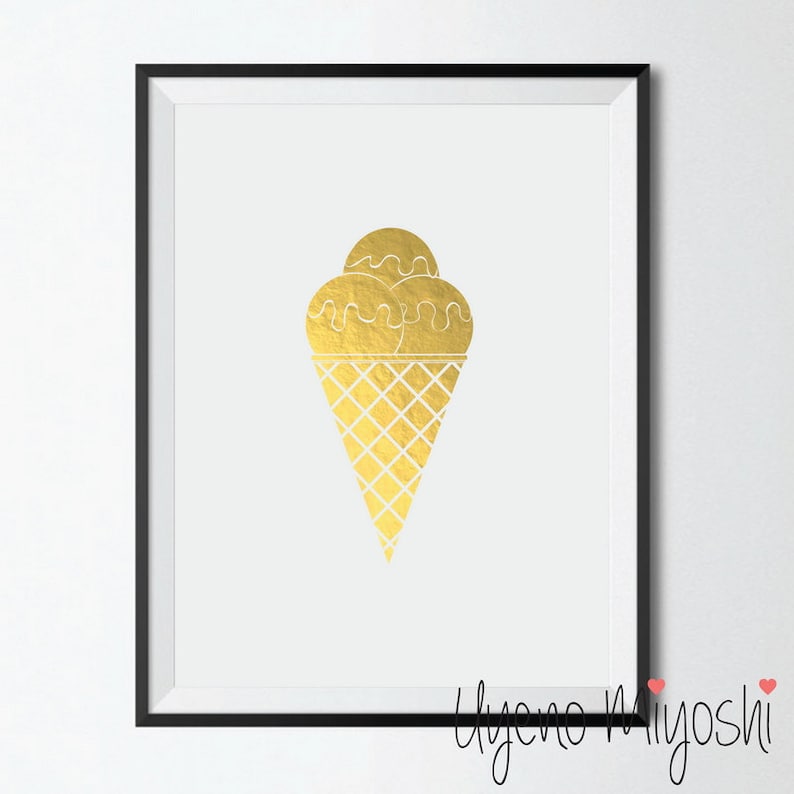 Ice Cream II Gold Foil Print, Gold Print, Custom Print in Gold ...