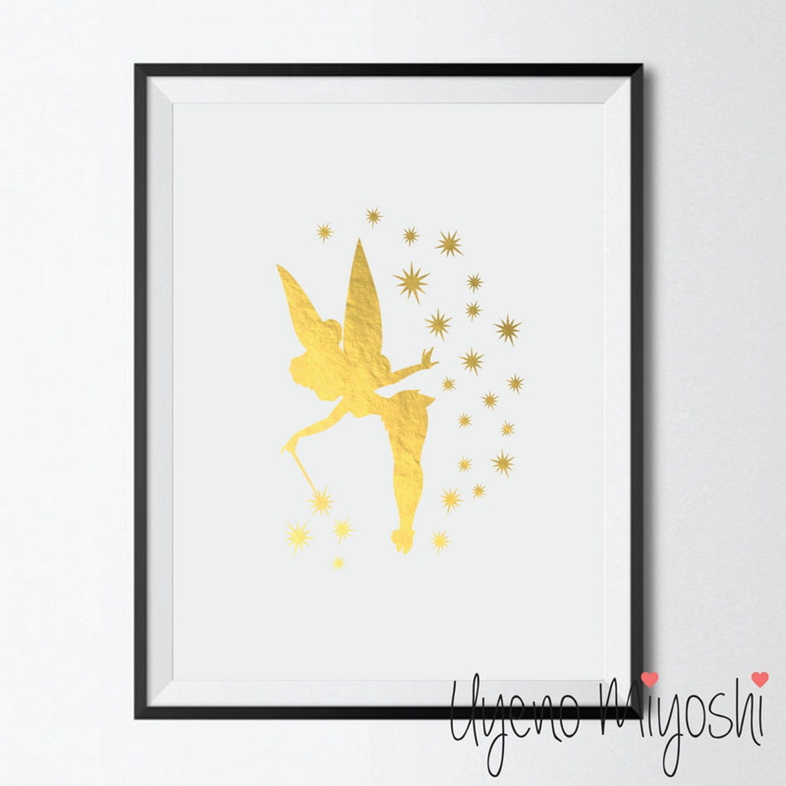 Tinker Bell Gold Foil Print, Gold Print, Cartoon Custom Print in Gold ...