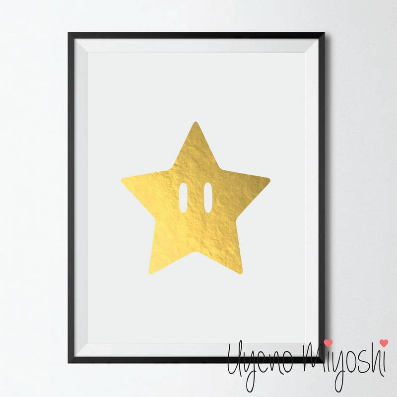 Mario Star Gold Print Super Mario Print Mario Star Gold Foil - Etsy