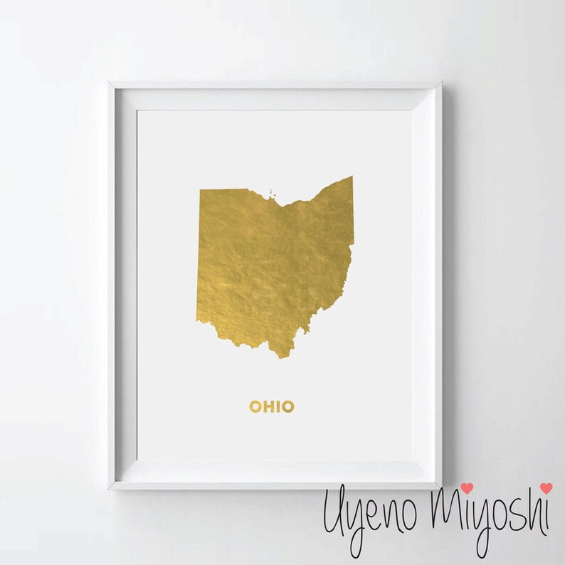 Ohio Map Gold Foil Print, Gold Print, Map Custom Print in Gold ...