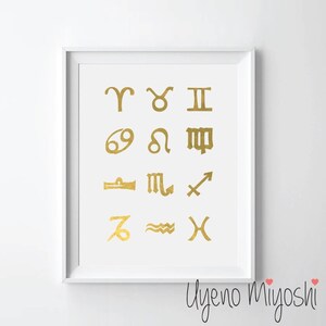 Zodiac Sign Gold Foil Print, Gold Print, Constellation Print in Gold ...