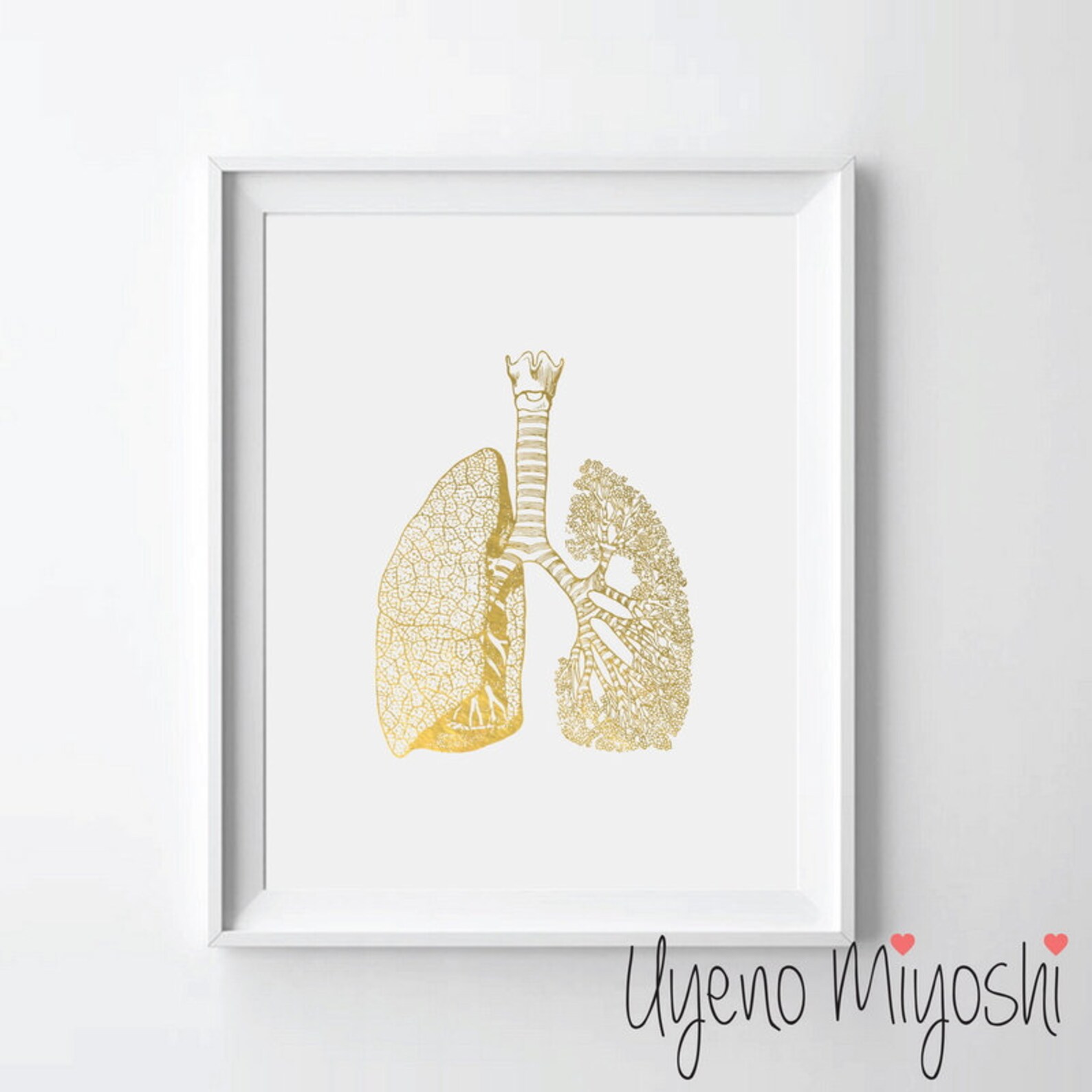 Human Lungs III Anatomy Gold Foil Print, Gold Print, Custom Print in ...