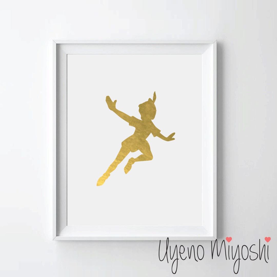 Peter Pan I Gold Foil Print, Gold Print, Cartoon Custom Print in Gold ...