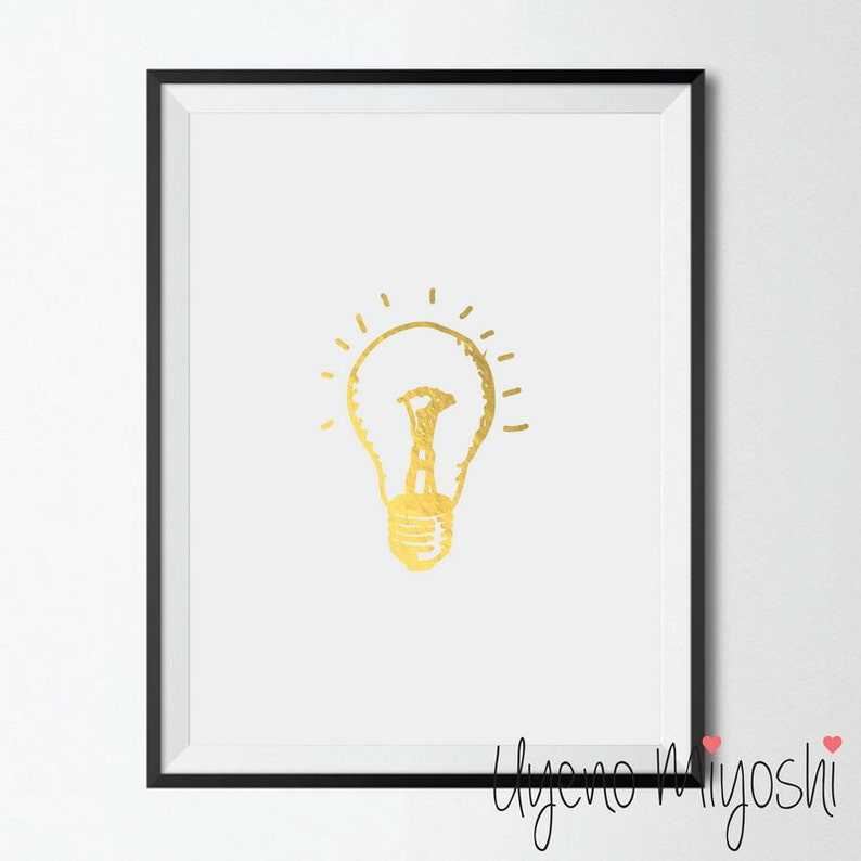 Light Bulb Gold Foil Print, Gold Print, Custom Print in Gold ...