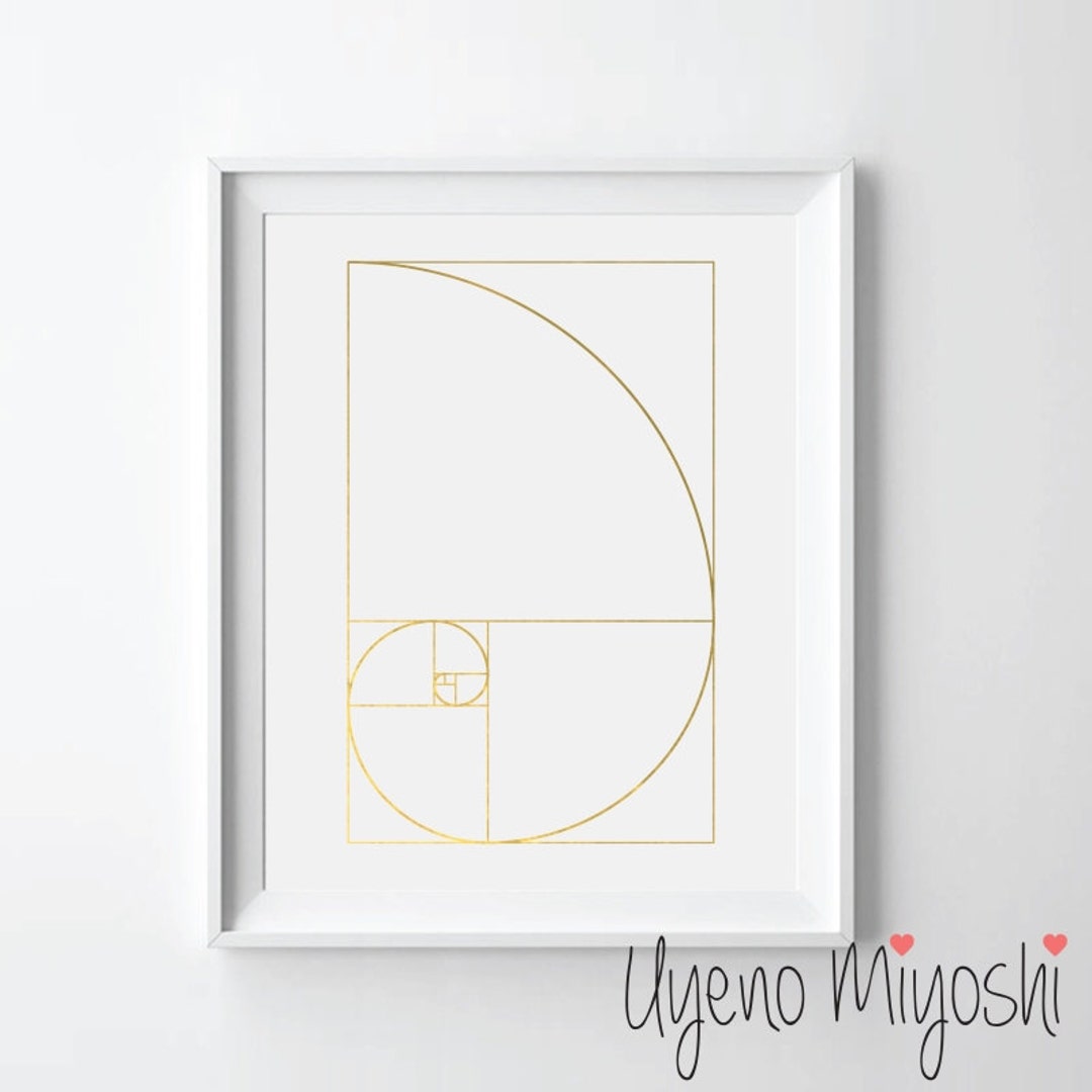 Fibonacci Sequence Gold Foil Print, Gold Print, Custom Print in Gold ...