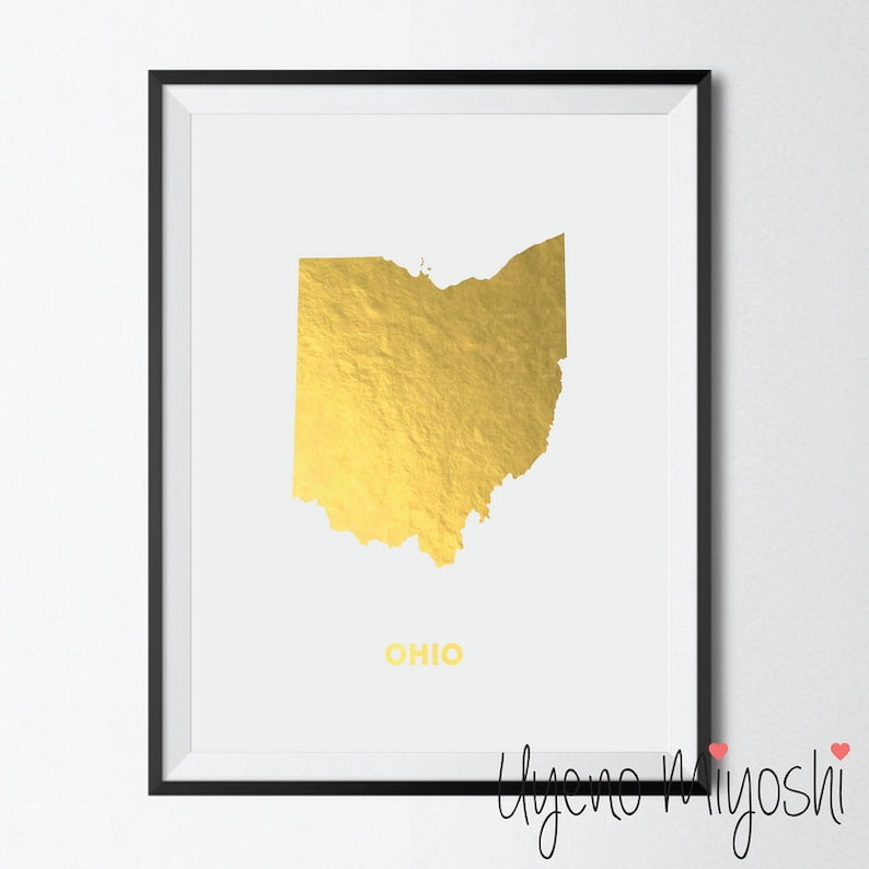 Ohio Map Gold Foil Print Gold Print Map Custom Print in | Etsy