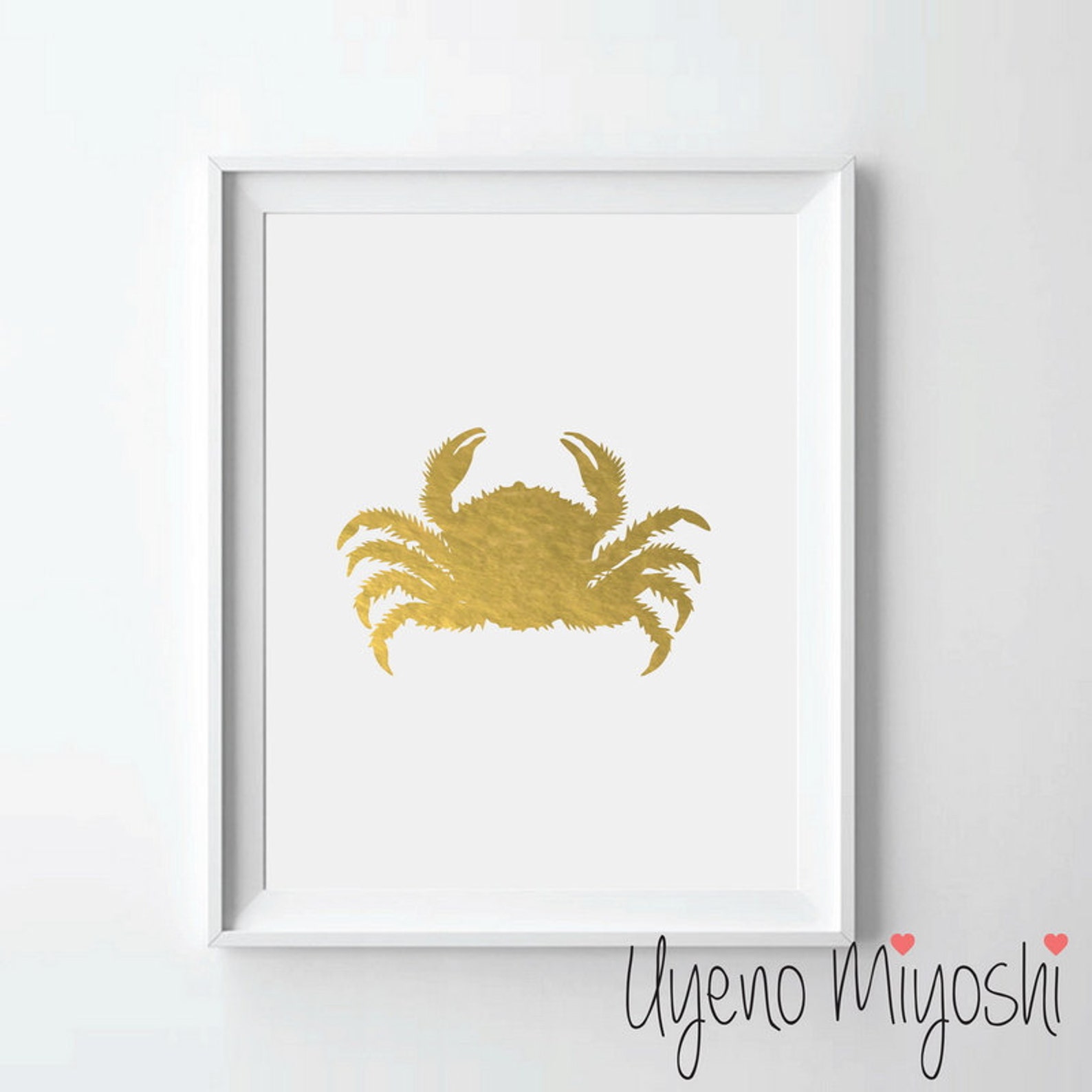 Crab Gold Foil Print, Gold Print, Custom Print in Gold, Illustration ...