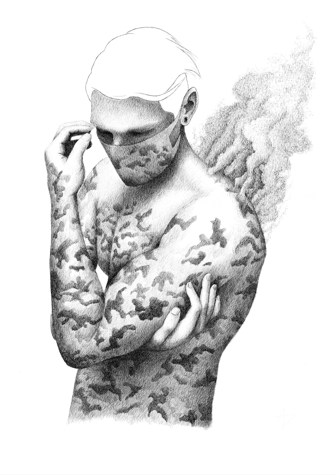 BELLUM Original Drawing Pen and Ink on Paper, Pop Surrealism, Portrait ...