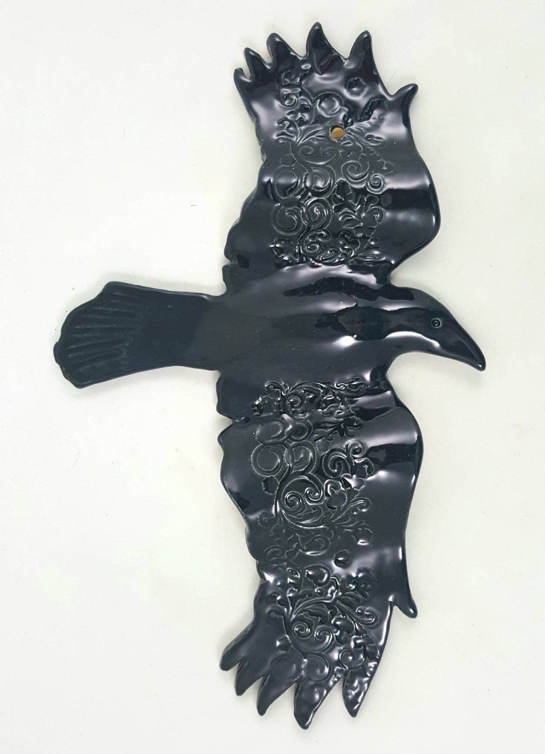 Raven Bird Ceramic Wall Sculpture, Crow Wall Sculpture, Gift for Bird ...