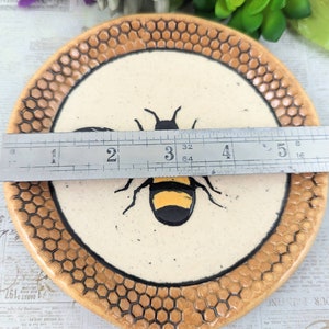 Bee Spoon Rest, Bumble Bee Spoon Rest, Sgraffito Bee Spoon Rest, Black ...