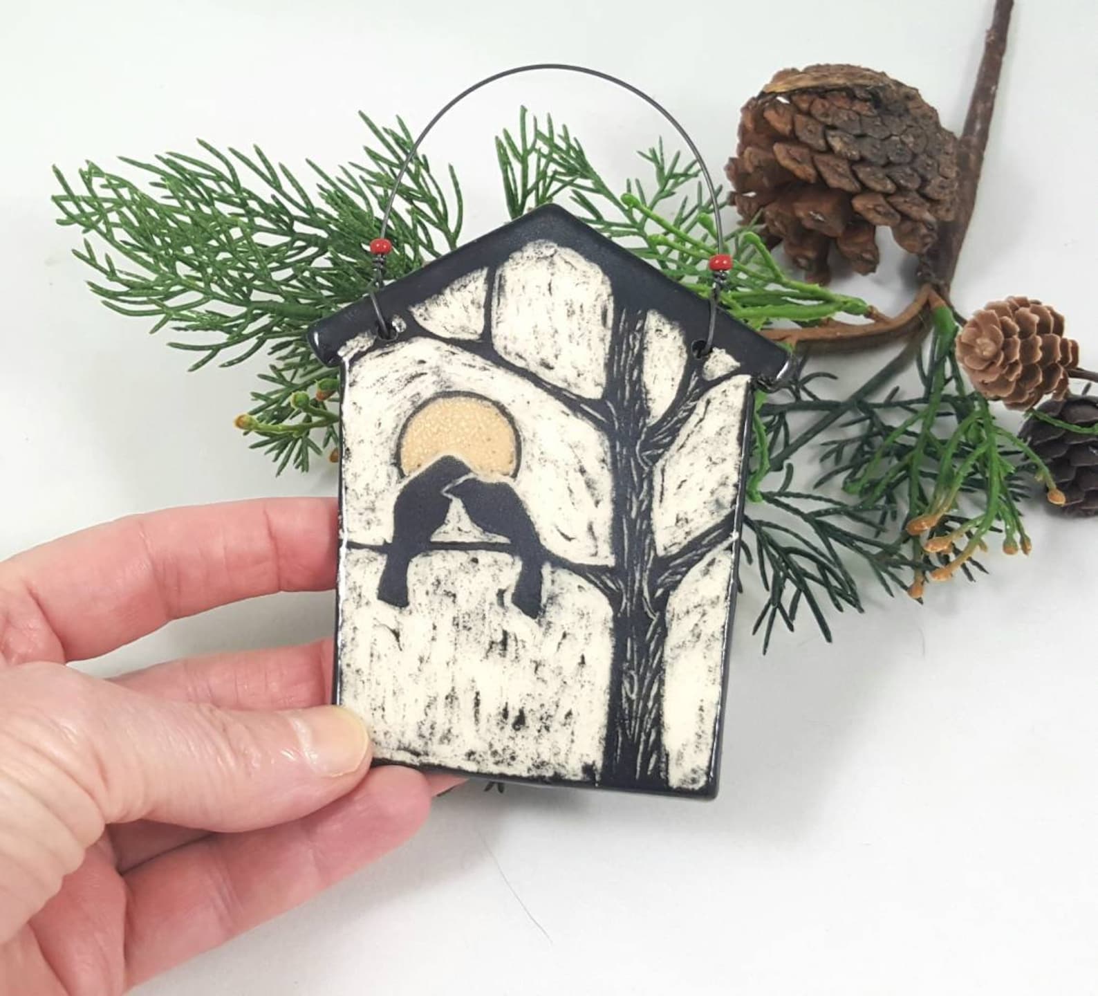 Lovebirds Sgraffito Birdhouse Ornament Sgraffito Bird | Etsy