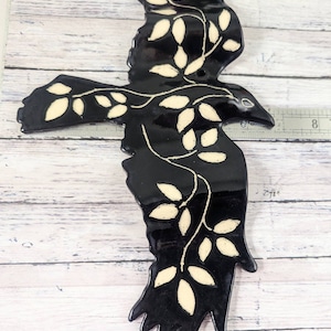 Raven or Crow Ceramic Wall Sculpture, Sgraffito Bird Sculpture, Flying ...