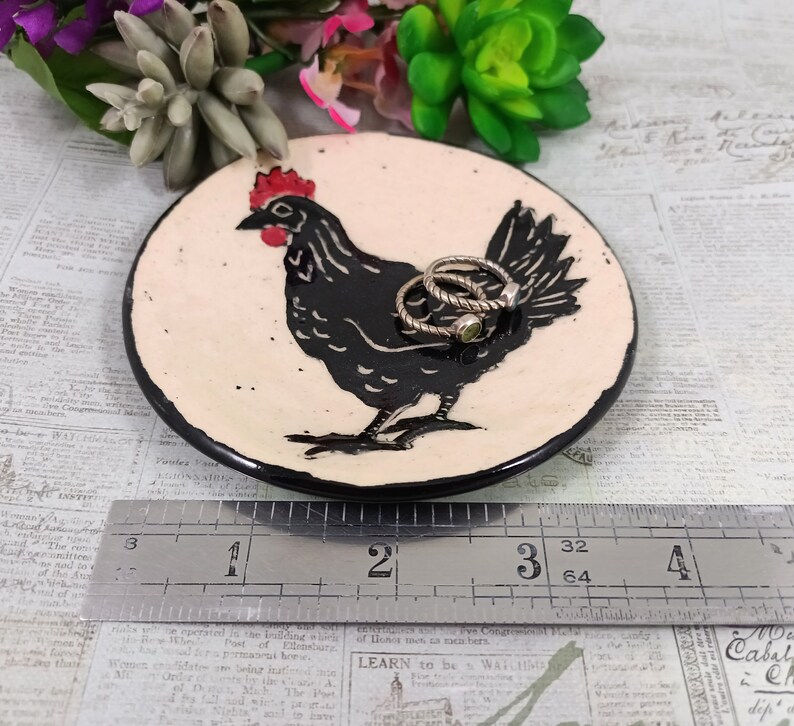 Hen or Chicken Bird Sgraffito Ceramic Plate, Chicken Pottery, Chicken ...